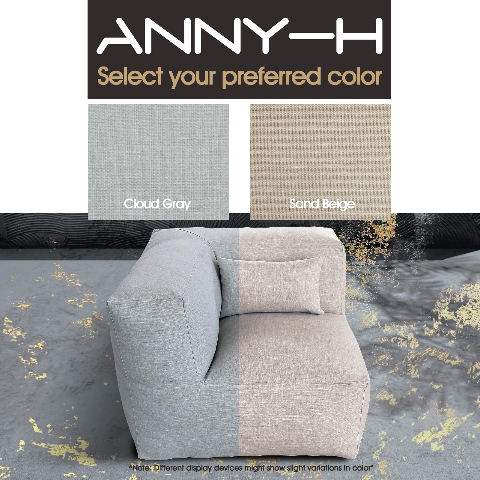 Dineli Modern ANNY-H Corner Chair Outdoor Furniture Patio Couch Creating a Unique Patio Garden Modular Contemporary Sofa (Light Gray)