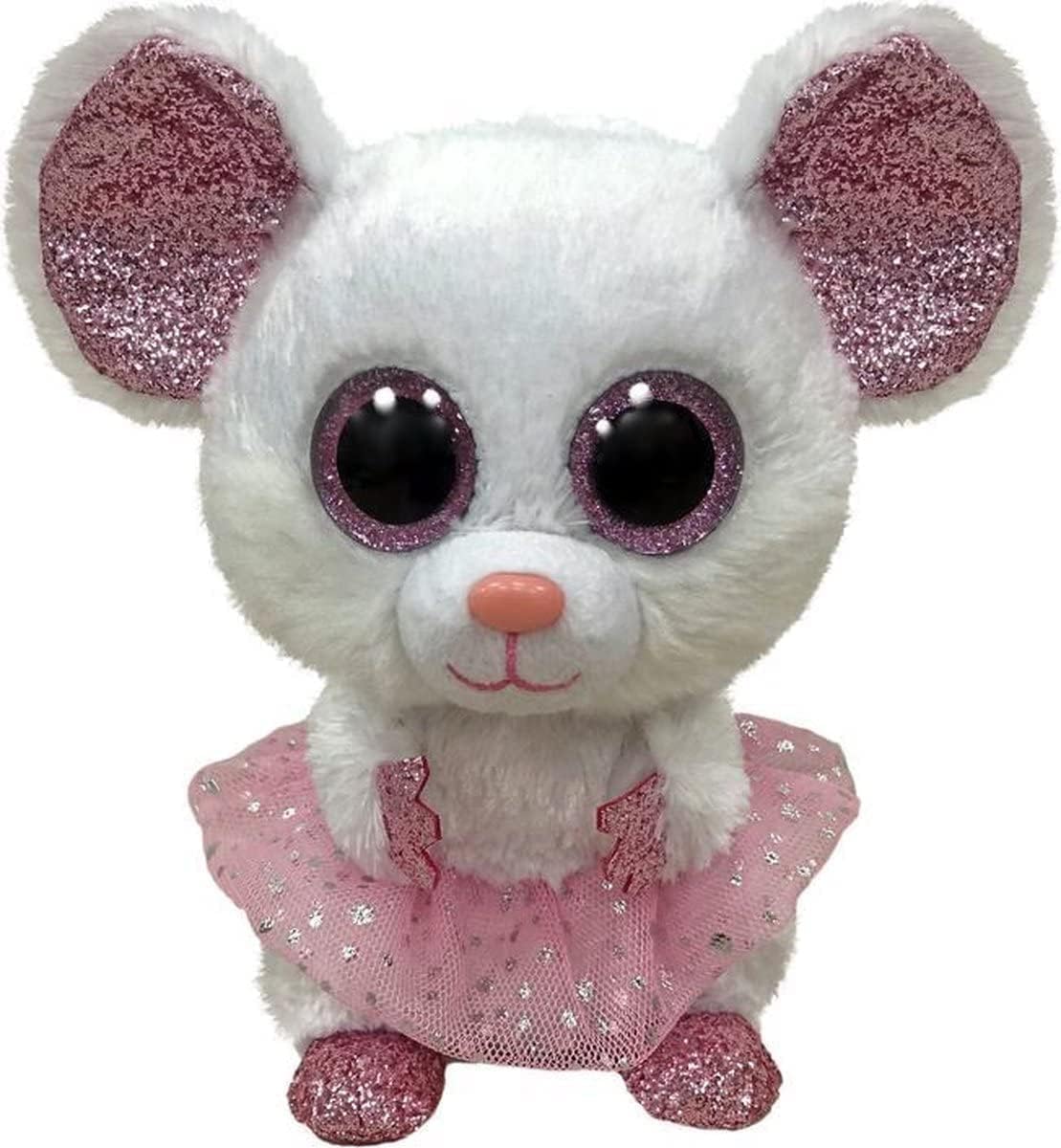TY 2007519 Nina Mouse with Tutu Beanie Boo Stuffed Animal, Multicoloured, 15 cm