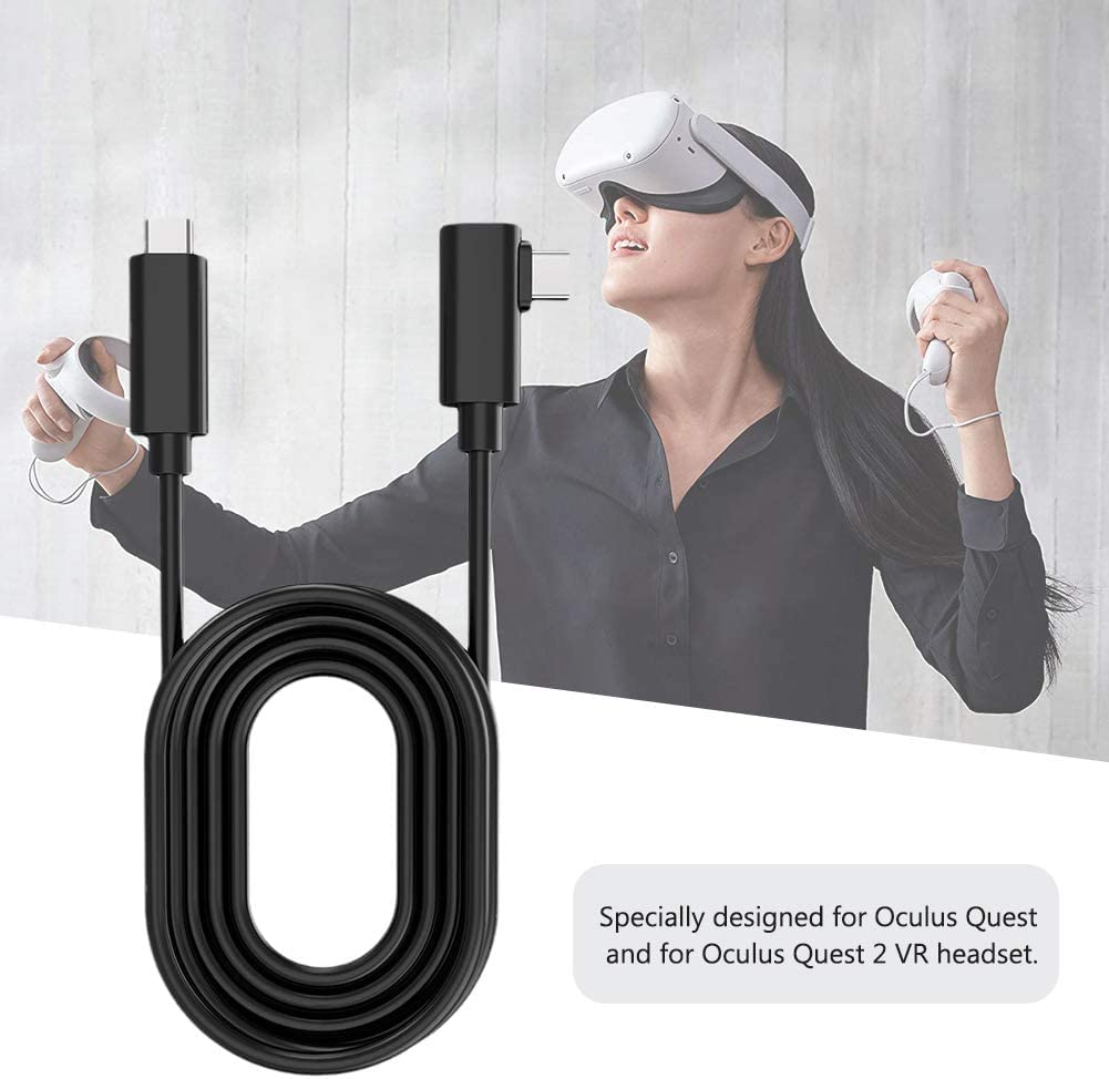 Tyralel Virtual Reality Headset Link Cable for Oculus Quest 2 and Quest 3, 5Gbps High-Speed Data Transmission and Fast Charging-16FT (5M)