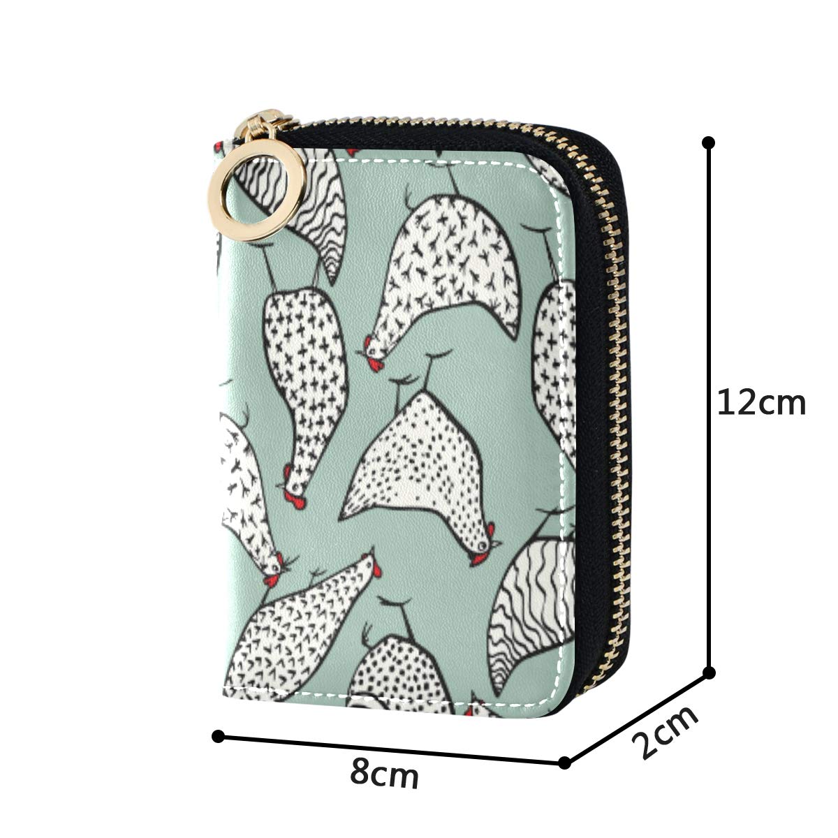 MOYYO RFID Credit Card Holder Case Beautiful Chickens Leather Printed Zipper Card Case Wallet for Women Girls