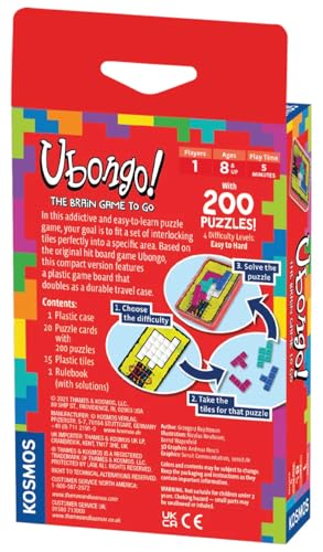 Ubongo The Brain Game to Go | Thames & Kosmos | Fast-Paced, Addictive, and Easy-to-Learn | Convenient Self Contained Carrying Case | Solo Geometric Puzzle Game | for Ages 8 and Up