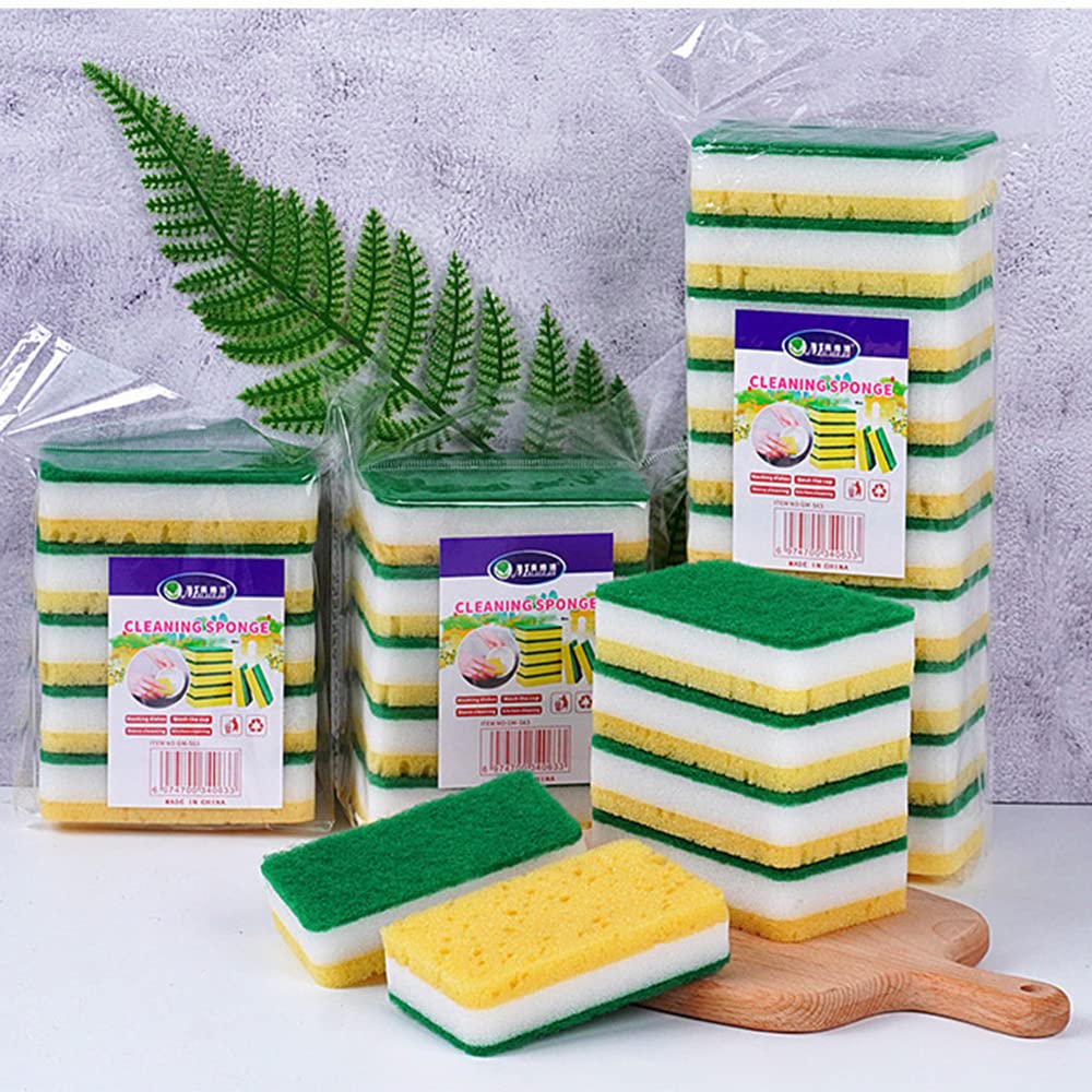 Color Sponge - High Density Scratch-Free Multipurpose Dish Sponge Color Variety Pack - BPA Free & Made with Polymer Foam - Dual-Sided Dishwashing Kitchen Sponge (Green+White+Yellow)