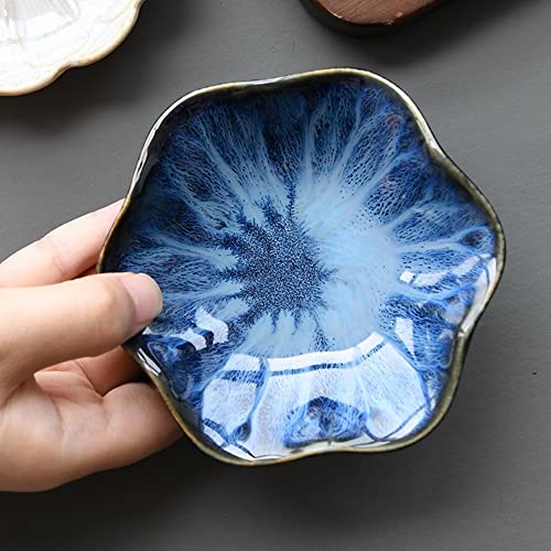 Ceramic Spoon Rests small ring jewelry dish holder entryway key tray,2pcs Sauce Dish,Mini Side Seasoning Dish,Sushi Soy Dipping Bowl,Snack serving Dishes Kitchen Coffee Station room Décor