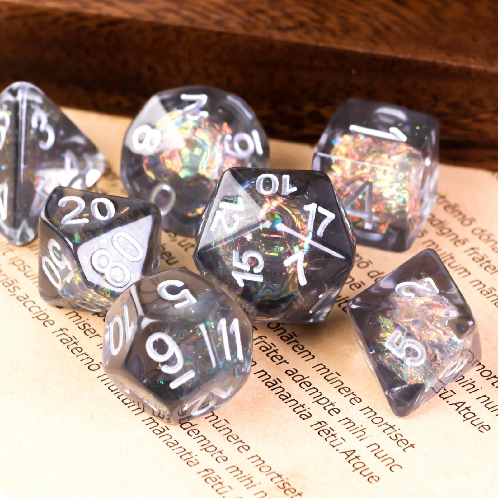 UDIXI 7PCS Polyhedral DND Dice Set, Characters's Weapons Design for Role Playing Dice Games as Dungeons and Dragons RPG MTG Table Games (Bard)