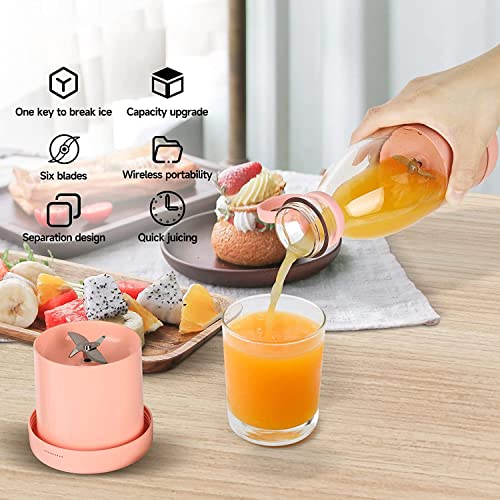 Portable Mini Blender for Fresh Juice, Smoothies, Shakes, Personal Blender with Rechargeable USB (Pink)