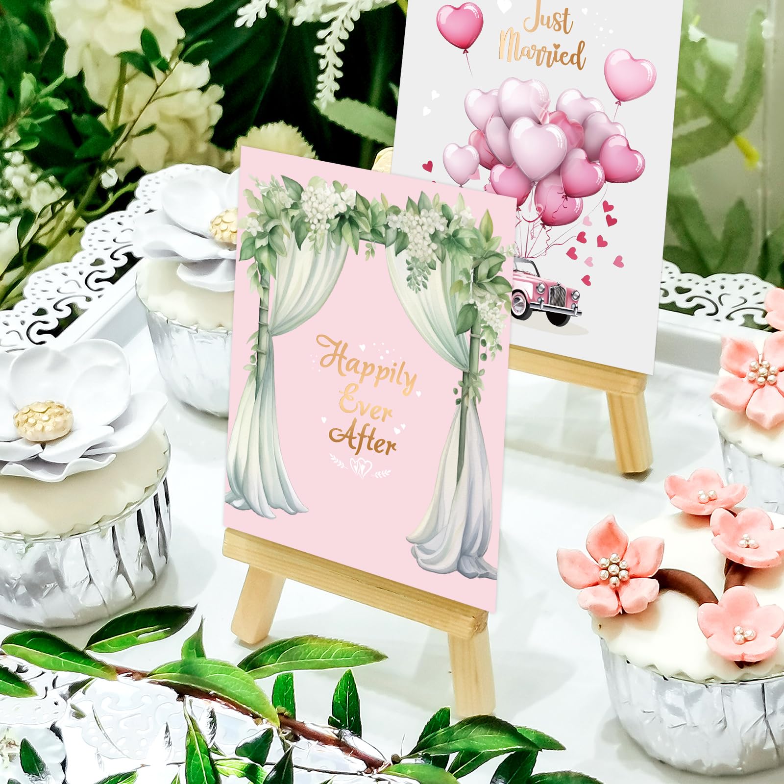 Fancy Land Wedding Cards for the Bride and Groom Gold Foil Engagement Congratulation Notes Card with Envelopes and Stickers for Bridal Shower Wedding Ceremony Party Supplies 24 Pcs