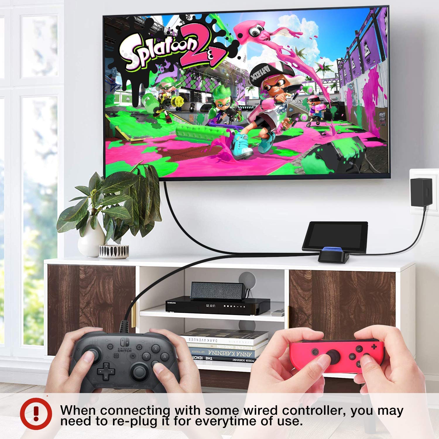 Kahool Switch Charger with TV Dock Set for Nintend Switch, Switch Lite, OLED,Non-OEM AC Power Adapter with 5ft Charging Cable, Portable Docking Station Base Cradle