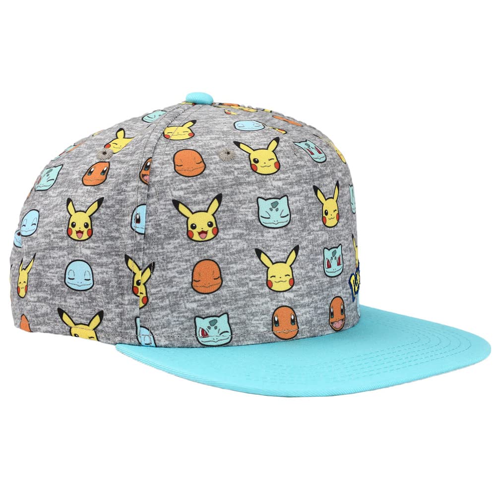 Bioworld Kids Microfiber Pokemon All-Over Printed Cap Hat with Embroidery OSFA Multicolored