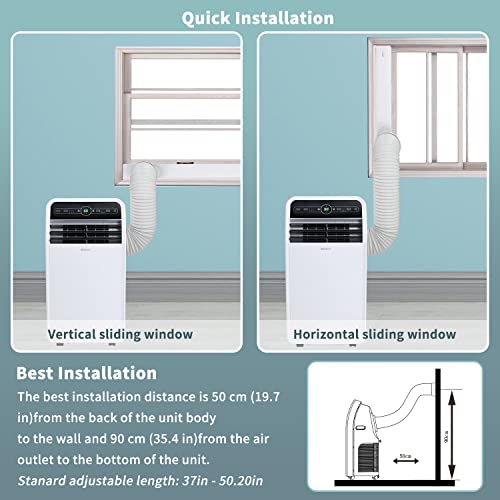 Shinco 12,000 BTU Portable Air Conditioner, Portable AC Unit with Built-in Cool, Dehumidifier&Fan Modes for Room up to 400 sq.ft, Room Air Conditioner with Remote Control, 24 Hour Timer, Installation Kit