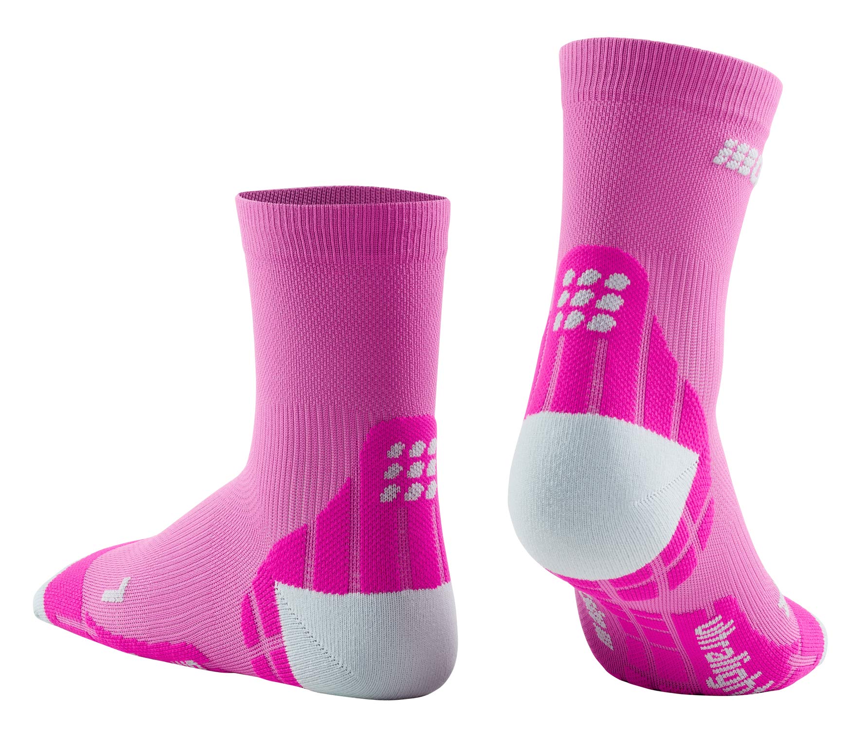 CEP Women's Ultralight Short Crew Sock Electric Pink/Light Grey Size 4
