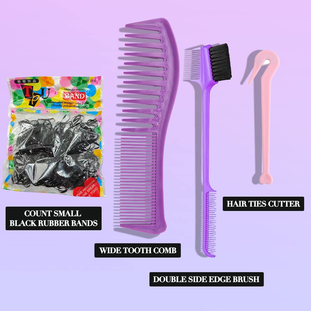 Detangling Brush Set for Kids' Curly & Afro Hair: No-Pain 13Pcs Kit with Cape & Hair Clips (3a to 4c Texture)