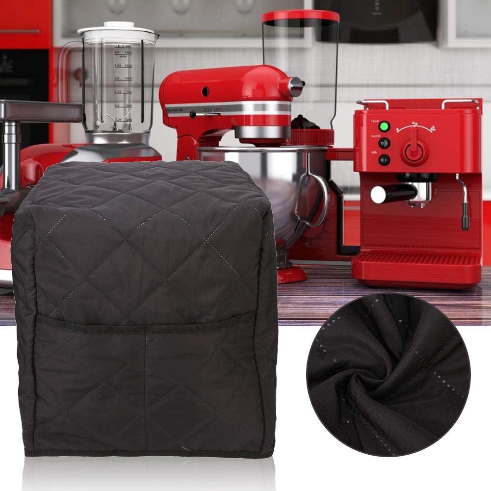 Coffee Machine dust Cover Double Face Cotton Quilted Cover Compatible with Coffee Systems Washable Cotton Quilted Stand Mixer Coffee Maker Appliance Cover Kitchen tool Black