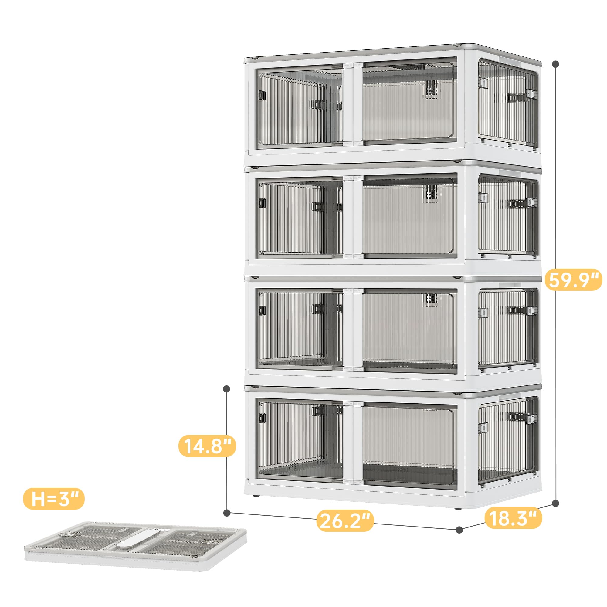 EnHomee 120GAL Storage Bins with Lids Stackable Storage Bins with Wheels Large Plastic Storage Bins Collapsible Storage Box Container Closet Organizers and Storage for Bedroom Kitchen Office Roomy 4PC