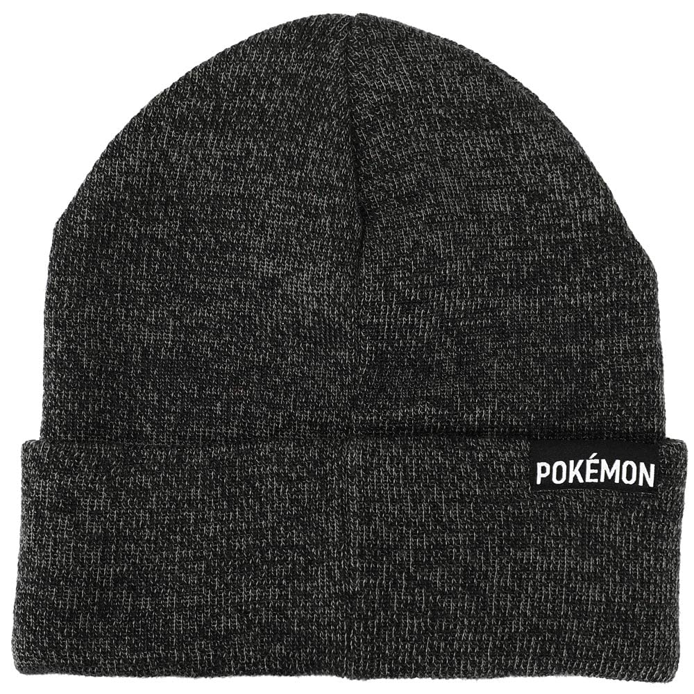 Bioworld Pokemon Anime Cartoon Team Rocket Sublimated Patch Dark Grey Marled Knit Hat