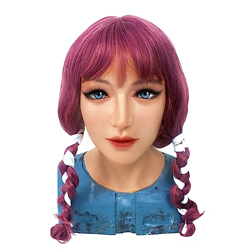SHMCOFE Crossdressing Silicone Female Mask Headwear Mask For Crossdressers Cosplay Halloween Transgender