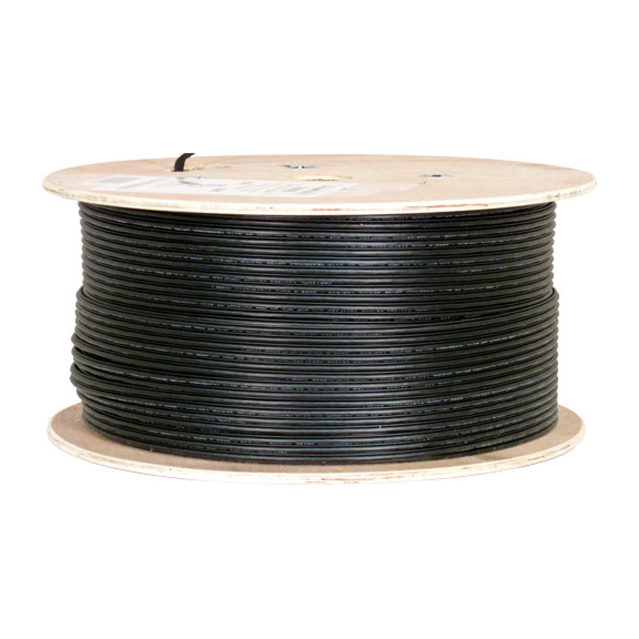 Vertical Cable Cat6, Overall Shielded, UV Jacket, Outdoor, CMX, Messenger, 1000ft, Black, Bulk Ethernet Cable, Wooden Spool
