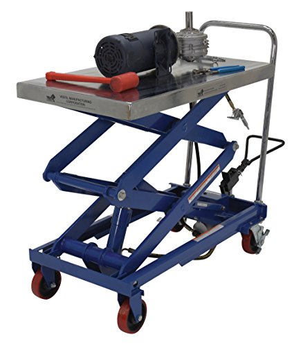 Vestil AIR-800-D Steel Air Hydraulic Cart, 800 lbs Capacity, 35-1/2" Length x 20" Width Platform, 15" - 51" Height Range