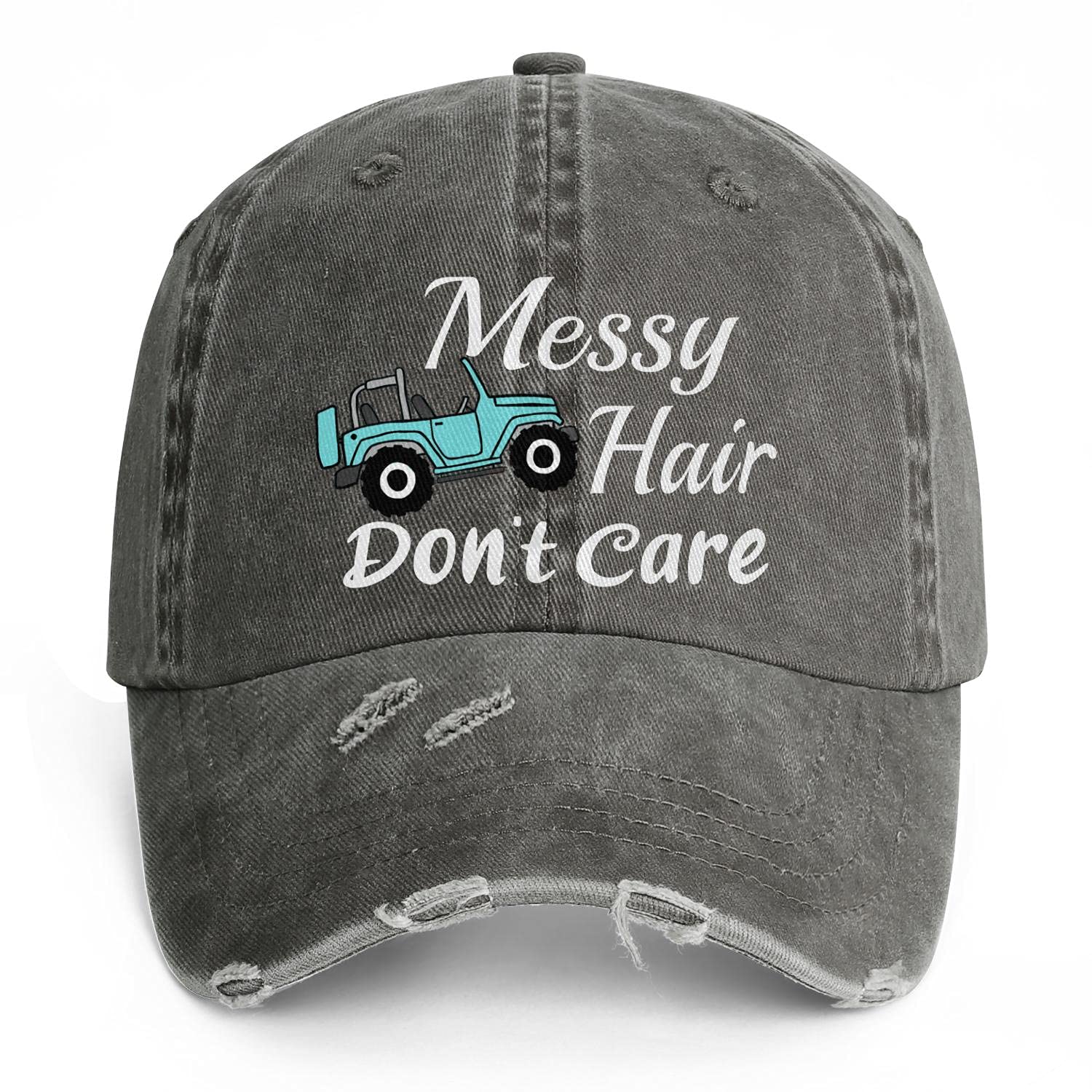 Birsppy ATAZUA Iwtazvu Messy Hair Don't Care Hat for Women - Distressed Low Profile Unstructured Baseball Cap Dad Hat