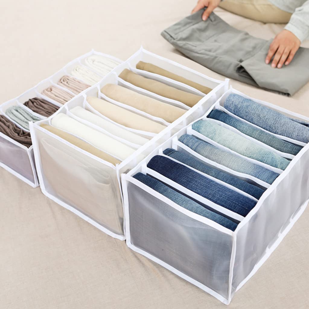Teursa Nylon Mesh Wardrobe Clothes Organizer for underwear,socks,leggings,skirts,T-shirts,jeans and More clothes organizer for folded clothes available in washing machine (M, White)