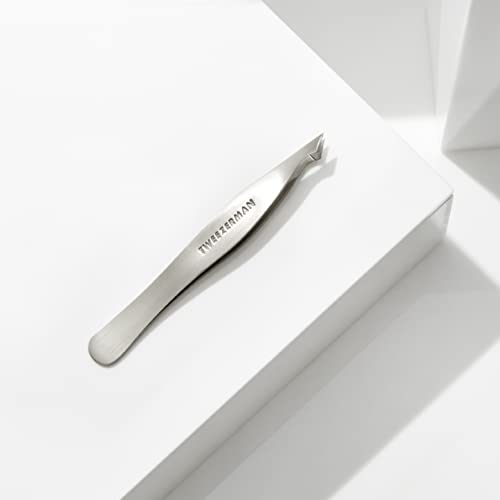 Tweezerman Stainless Steel Slanted Point Tweezer - Eyebrow Precision Tweezers, Facial And Ingrown Hair Removal (Classic Stainless)