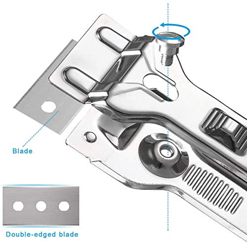 Glass Scraper - Genuine Quality Halogen & Ceramic Hob Scraper Non Scratch, Suitable for Glass Ceramic and Induction Cooktops (1 x Glass Scraper & 5 x Blades)