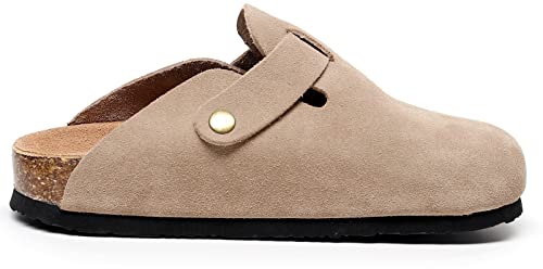 guoluofei Clogs for Women, Womens Clogs- Mules House Slipers with Arch Support and Adjustable Buckle Brown