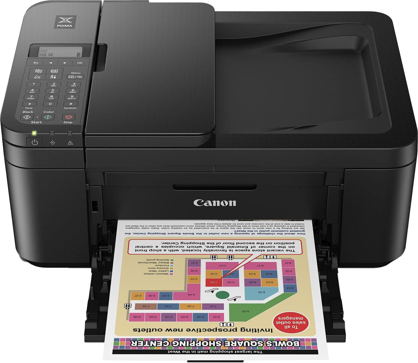 Canon PIXMA TR4522 All-in-One Color Wireless Inkjet Printer for Home Office, Black - Print Scan Copy Fax - 4800 x 1200 dpi, Auto 2-Sided Borderless Photo Printing, 20 Sheets ADF