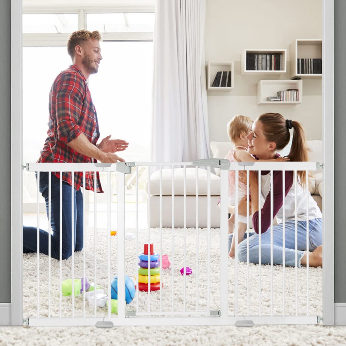 HOYOFO Extra Wide 57β- 59.8β Baby Gate for Doorways Pressure Mount Stair Gates for Kids or Dogs with Auto-Close