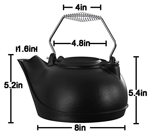 Fire Beauty Humidifying Iron Kettle,Stove Humidifier,Wood Stove Kettle,Cast Iron,Chrome handle