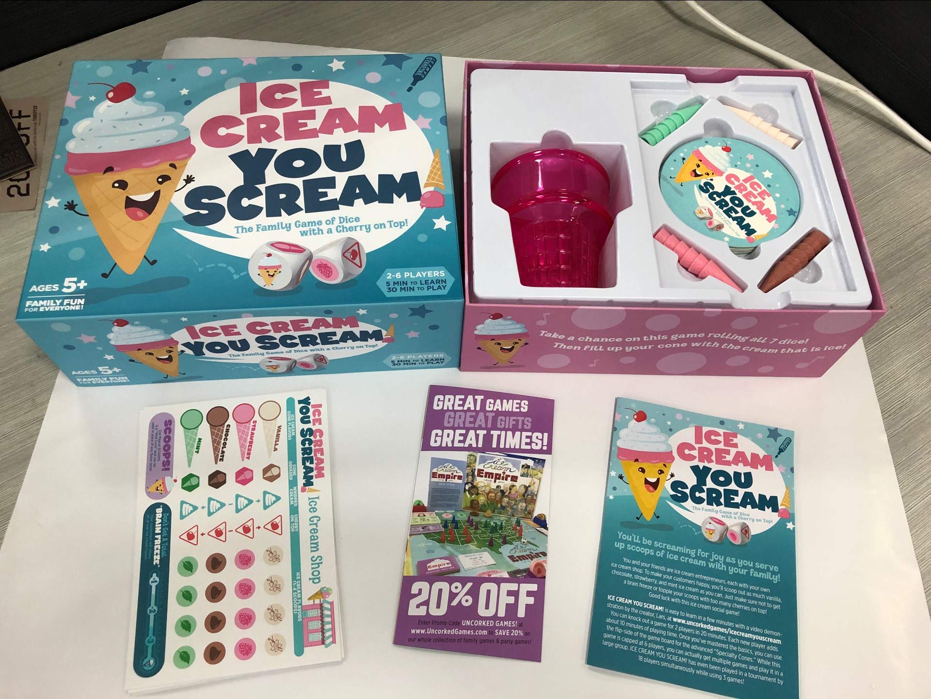 UNCORKED GAMES! Ice Cream You Scream! The Family Game of Dice! Kids Game Night, Party Game and Gift!
