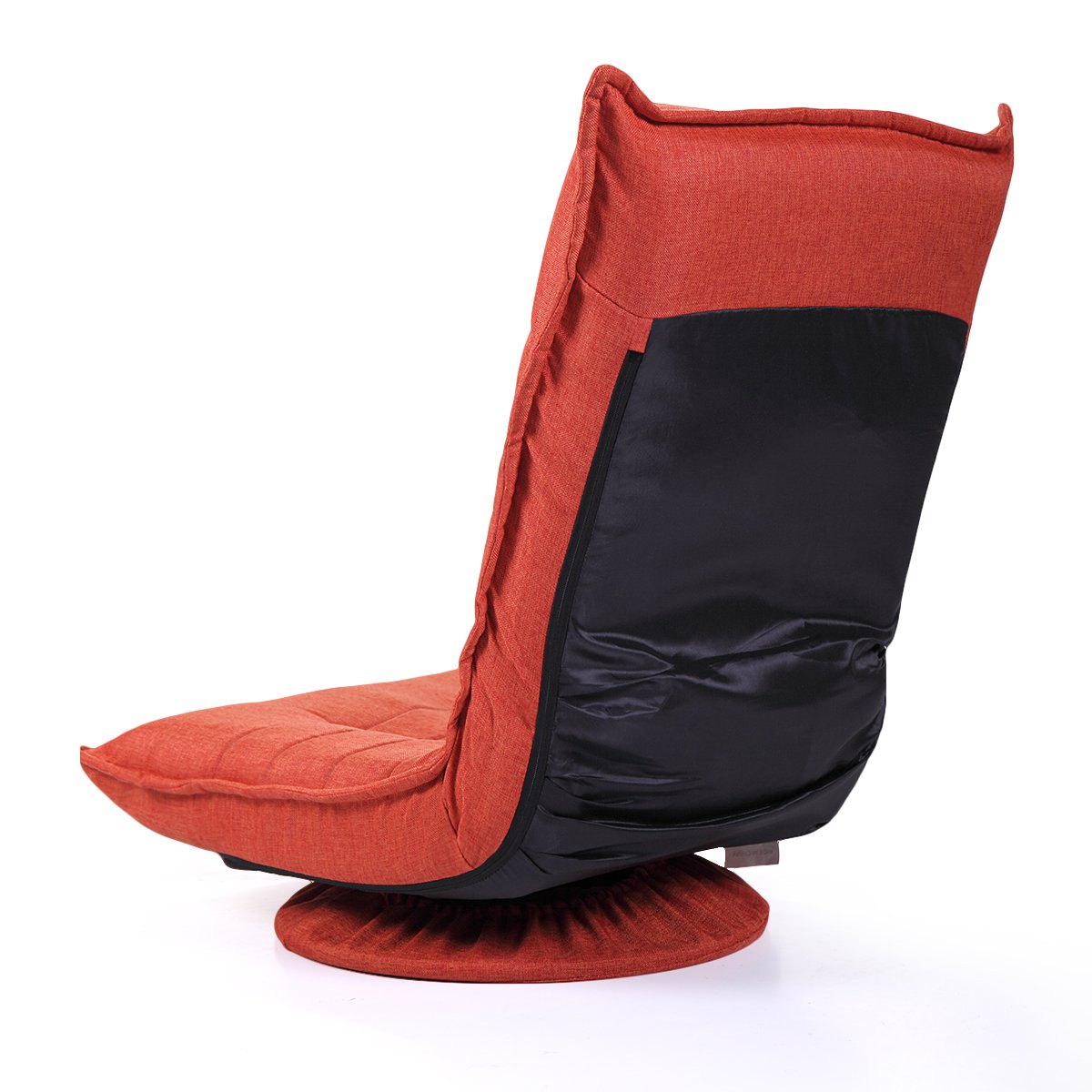 Orange Folding Floor Gaming Chair for Adults 360 Degree Swivel Video Game Chair Sofa with Back Support