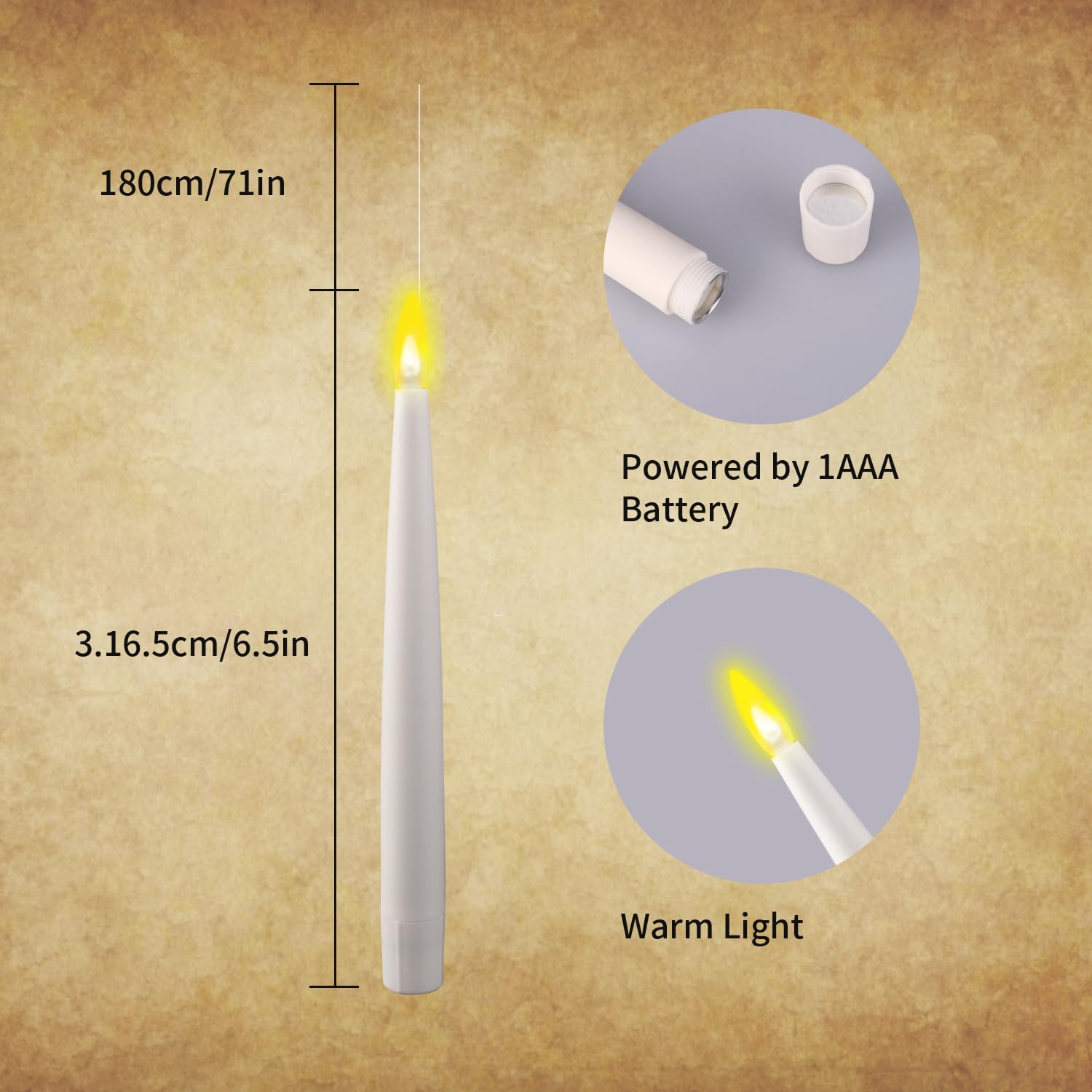 Flameless Candles with Magic Wand, Halloween Funny LED Candles Set Floating Led Candles, Battery Operated Hanging Candles with Remote, Flickering Warm Light Candle, Gift for Party Decoration (12 Pack)
