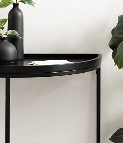 Kate and Laurel Dorrah Modern Round Console Contemporary Half-Circle Entryway Table for Storage, Organization, and Display, 28x14x30, Black