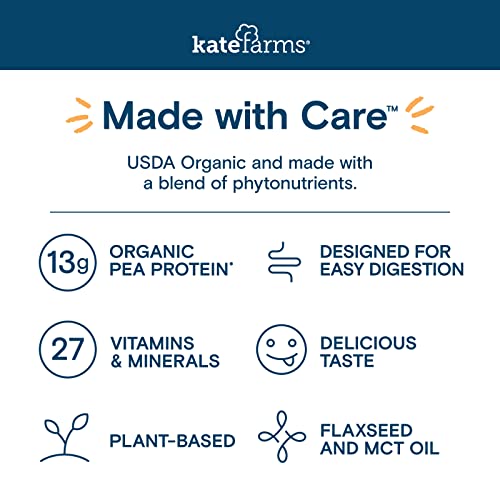 KATE FARMS Organic Vegan Plant Based Pediatric Peptide 1.5 Formula, Unflavored Plain, Sole-Source Nutrition, Organic Enzymatically Hydrolyzed Plant-Based Protein Drink, Meal Replacement for Oral or Tube Feeding, 8.45oz. (Pack of 12)