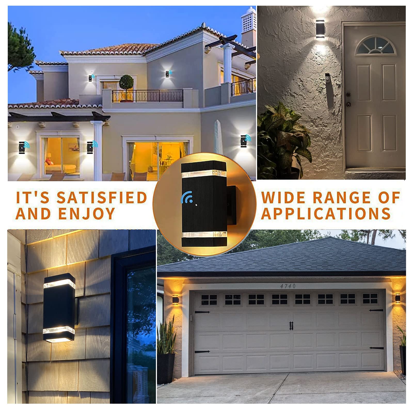 tewei Dusk to Dawn Sensor Outdoor Wall Lights Up Down Porch Lights 2 Pack,14W IP65 3000K 1100LM Warm White,Square Aluminum Exterior Wall Mount Modern Wall Lights for Front Patio Garage Black