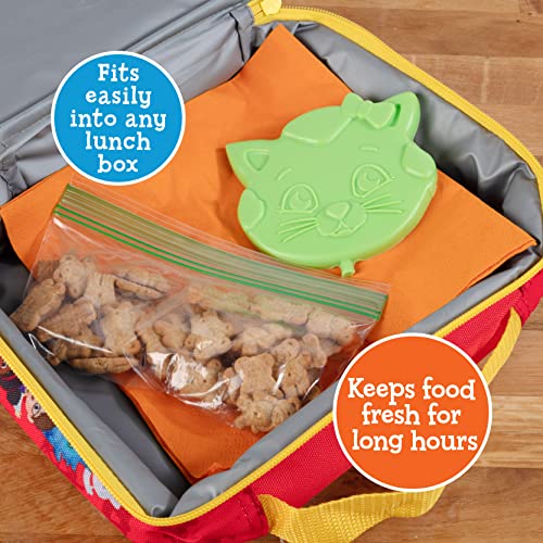 Katerina Kitty Cat Reusable Hard Ice Pack 3 PK- Fits Easily Inside Kids Lunch Box Bento or Insulated Bag- Long Lasting Slim Lightweight Design-Cool Freezer Packs Keep Food Cold For Hours, Thin Coolers