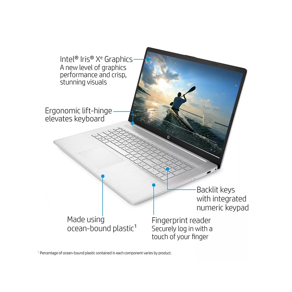 HP 2021 17.3" FHD IPS Laptop Computer, 11th Generation Intel Core i7-1165G7, 16GB RAM, 1TB PCIe SSD, Backlit Keyboard, Intel Iris Xe Graphics, HD Webcam, HD Audio, Windows OS, Silver, 32GB USB Card
