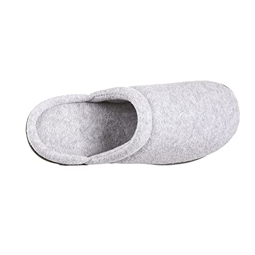 isotoner Women's Terry Slip On Clog Slipper with Memory Foam for Indoor/Outdoor Comfort, Heather Grey Rounded, 9.5-10