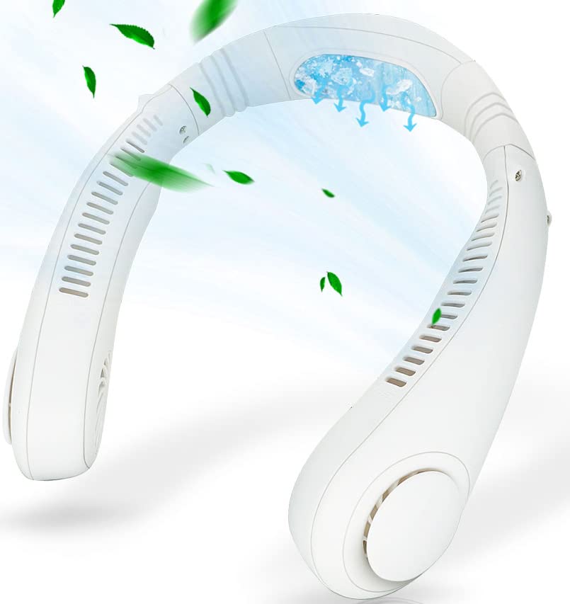 Kapkon Portable Hands Free Bladeless Neck Fan,Wearable Personal Air Conditioner Fan Built-in Refrigerating Chip,4000 mAn Battery Operated Personal Neck Fan, USB Rechargeable