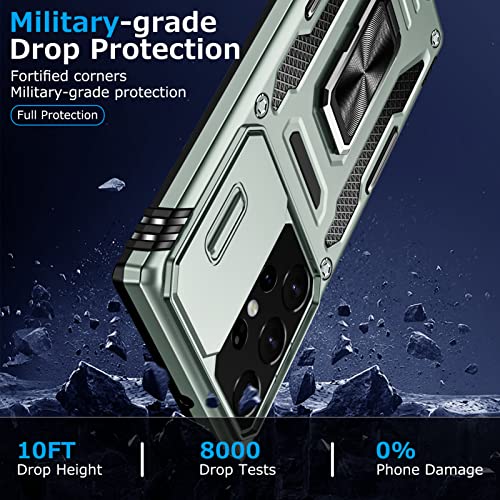 RLUYIDIKS for Samsung Galaxy A13 5G Case with Camera Cover,with Rotatable Metal Ring Kickstand,Samsung Galaxy A13 Case Military Grade Protection,Heavy Duty Shockproof Protective Case,Grey RUS03-06