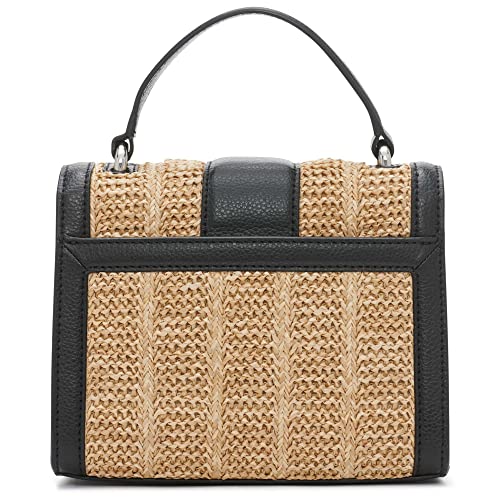 DKNY Straw Ella SM TH Crossbody Handbags, Natural/Black