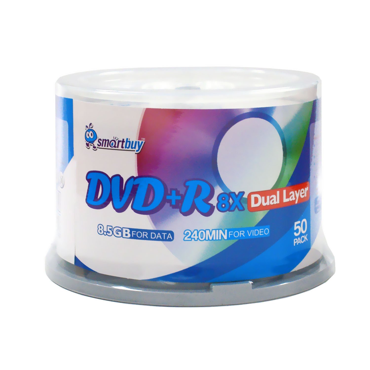Smartbuy 50-disc 8.5GB/240min 8X DVD+R DL Logo Top Blank Media Record Disc + Free Micro Fiber Cloth