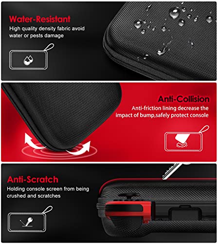 ivoler Carrying Case for Nintendo Switch and NEW Switch OLED Model(2021), Portable Hard Shell Pouch Carrying Travel Game Bag for Switch Accessories Holds 10 Game Cartridge (Black)