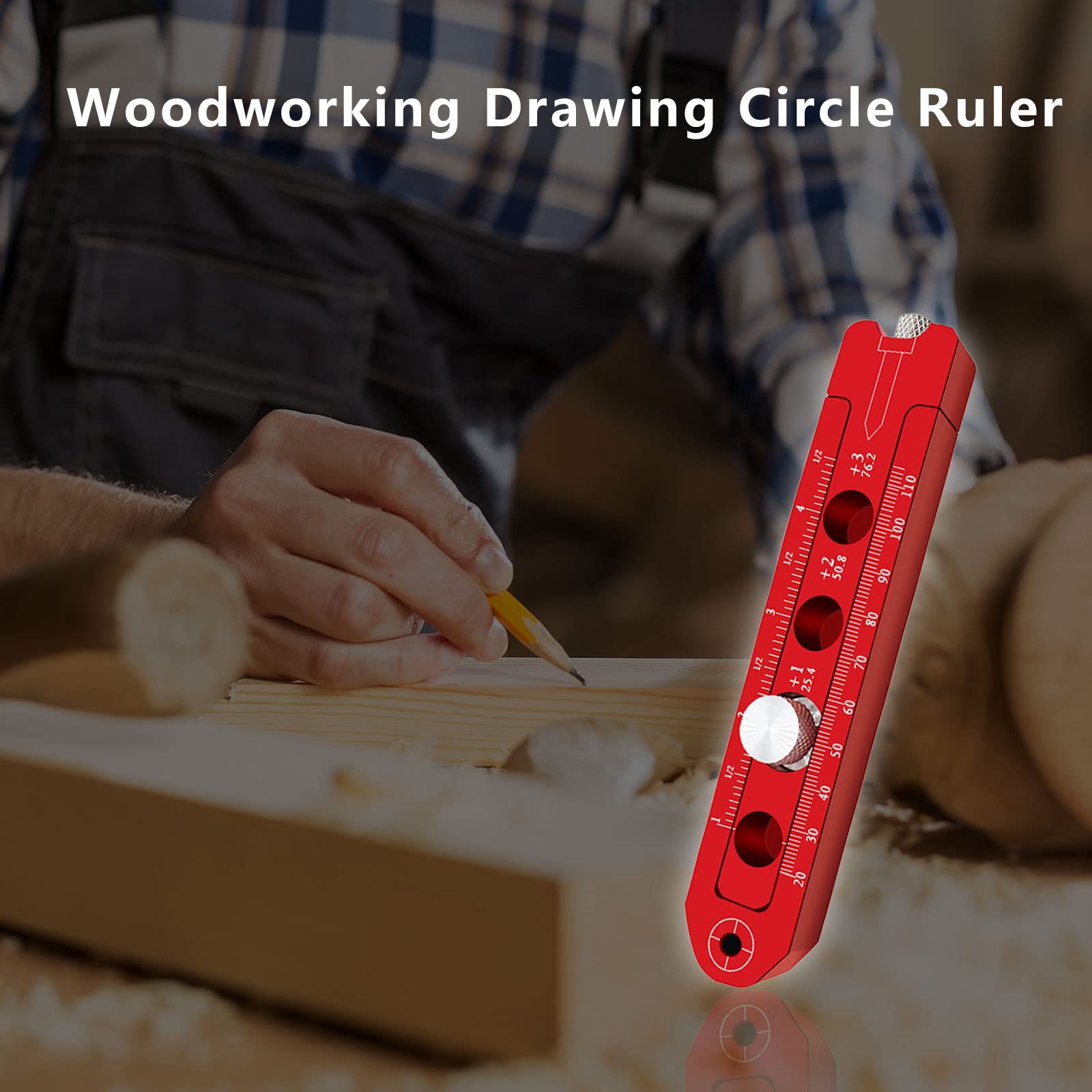 CDIYTOOL Woodworking Aluminum Alloy Circular Drawing Tool,Fixed-Point Marking Gauge Woodworking Compass Scribe,Metric/British,Adjustable Drawing Circle Ruler