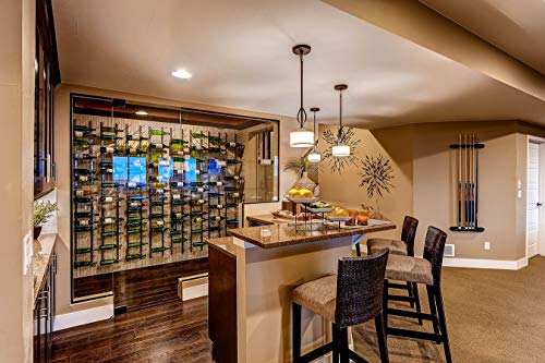 VintageView W Series (1 Ft) - 3 Bottle Metal Wall Mounted Wine Rack (Brushed Nickel) Stylish Modern Wine Storage with Label Forward Design