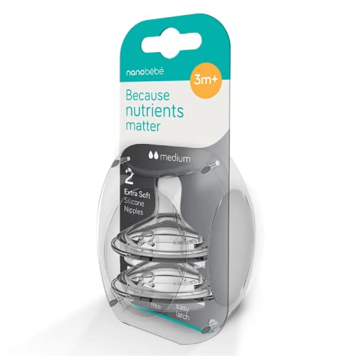 Nanobebe 2-Pack Silicone Medium-Flow Nipples