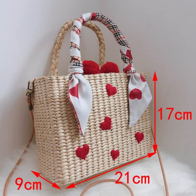 DLOETT Natural Basket Handmade Bag Bridal Shower Gift for Bride to Be Engagement Purse (Color : D, Size : 17 * 21cm)