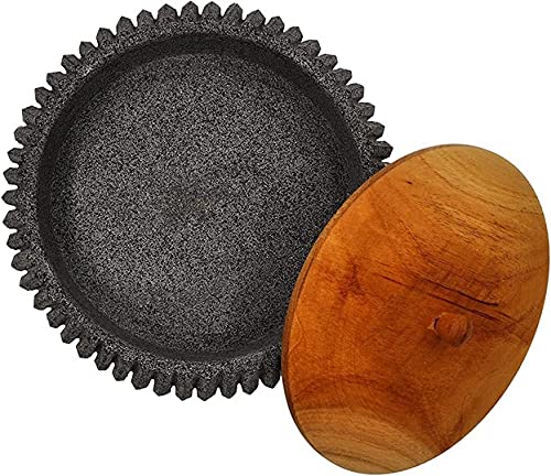 CEMCUI Tortilla Holder Made From Volcanic Rock, Wooden Lid, Handmade Tortillero, Tortilla warmer