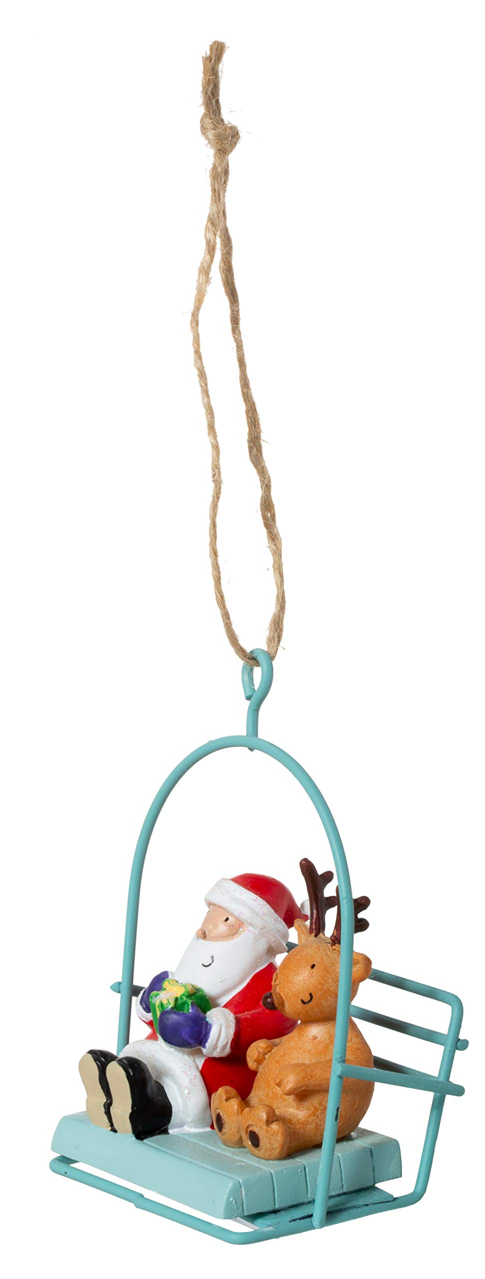 Cape Shore Santa Claus and Reindeer Ski Lift Christmas Holiday Ornament