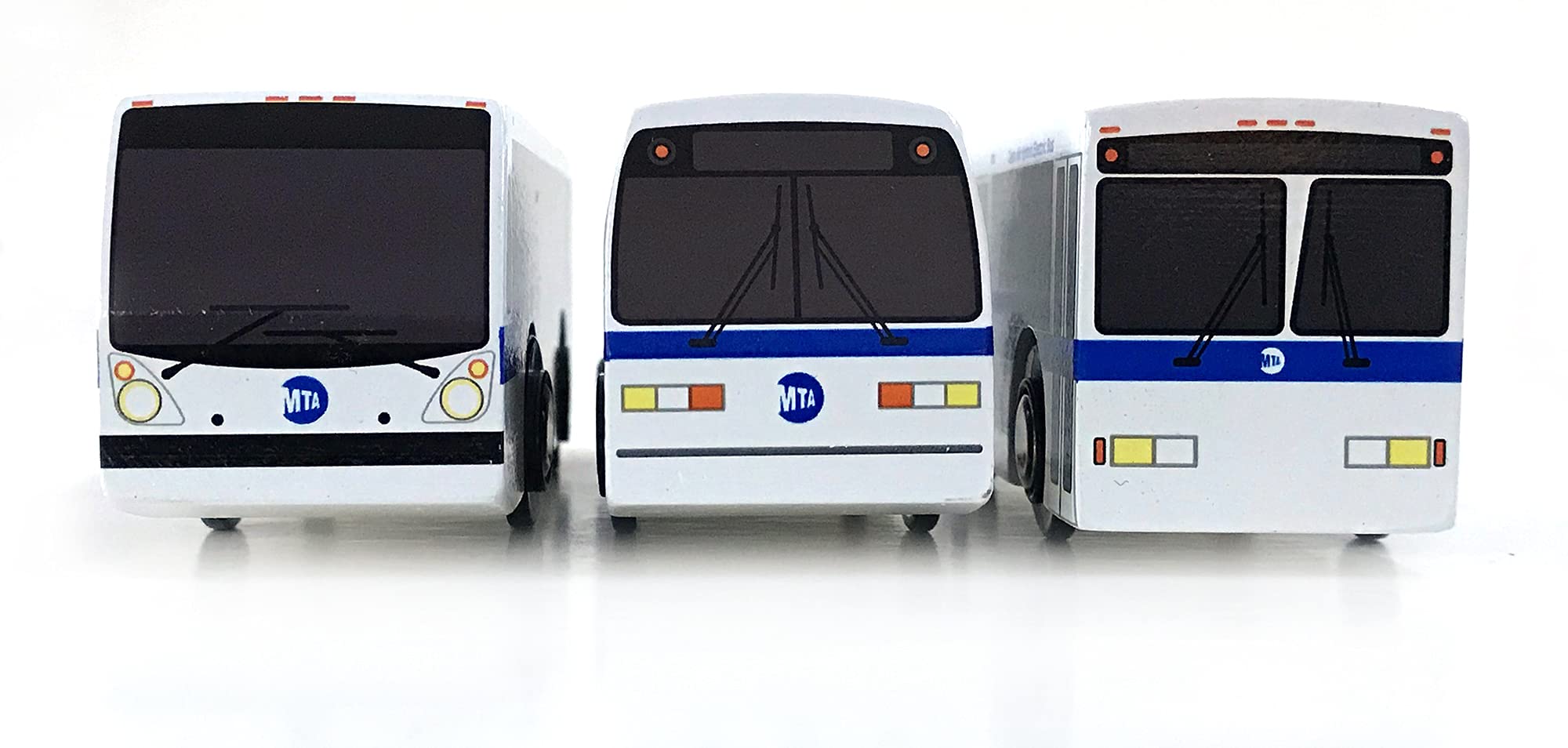 MUNI PALS Munipals New York City Bus Wooden Roadway Bus and Depot Set-Child Safe and Tested Wood Toy Busses